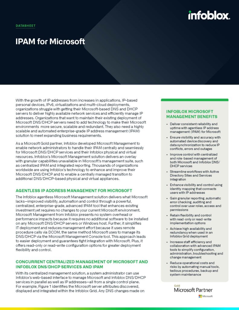 IPAM para Microsoft | Mejora la visibilidad y el control de la red ...