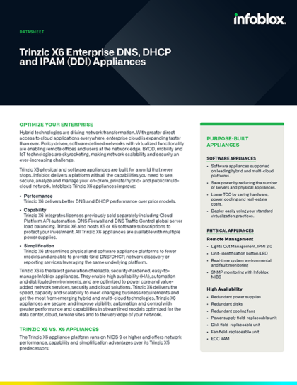 Dispositivos Trinzic Infoblox | Infoblox