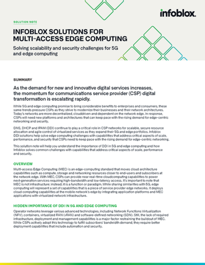 Multi-Access Edge Computing | Soluciones | Infoblox