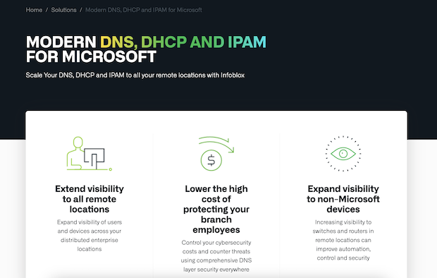 DNS, DHCP et IPAM modernes pour Microsoft | Infoblox