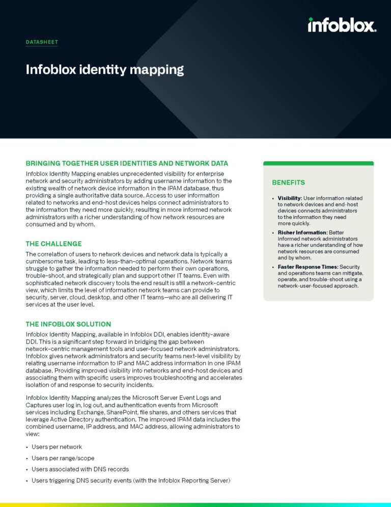 Infoblox Identity Mapping | Extend End-User Visibility & Security