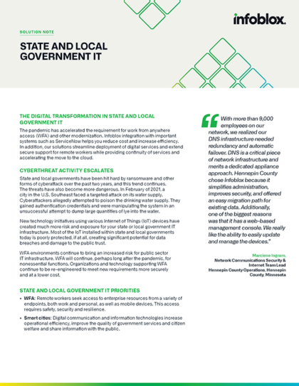 State and Local Government IT Network Solutions| Infoblox Solutions
